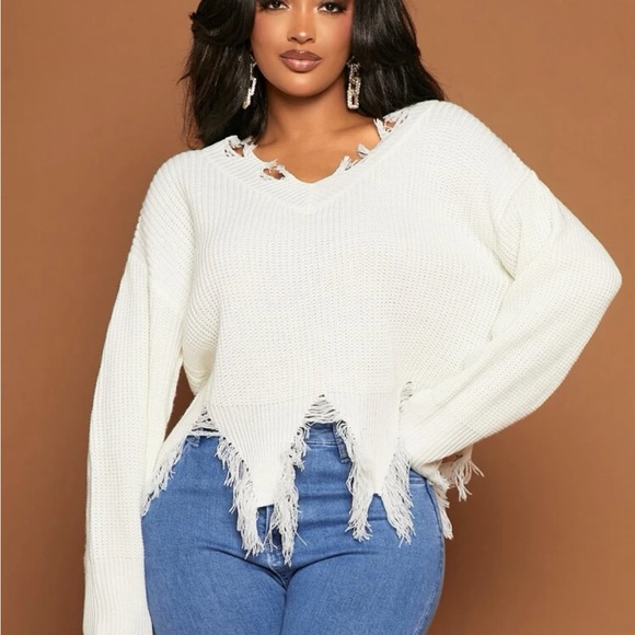 Tops | White Distressed Crop Top | Poshmark